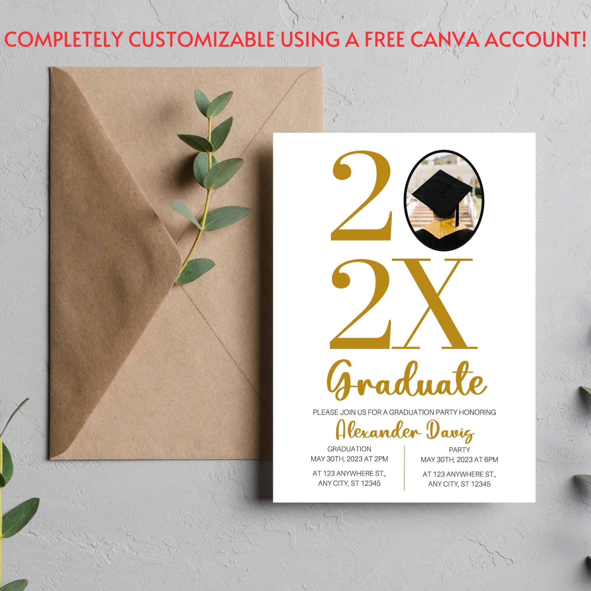 Editable Grad Party Invitation. Personalize High School Graduation ...