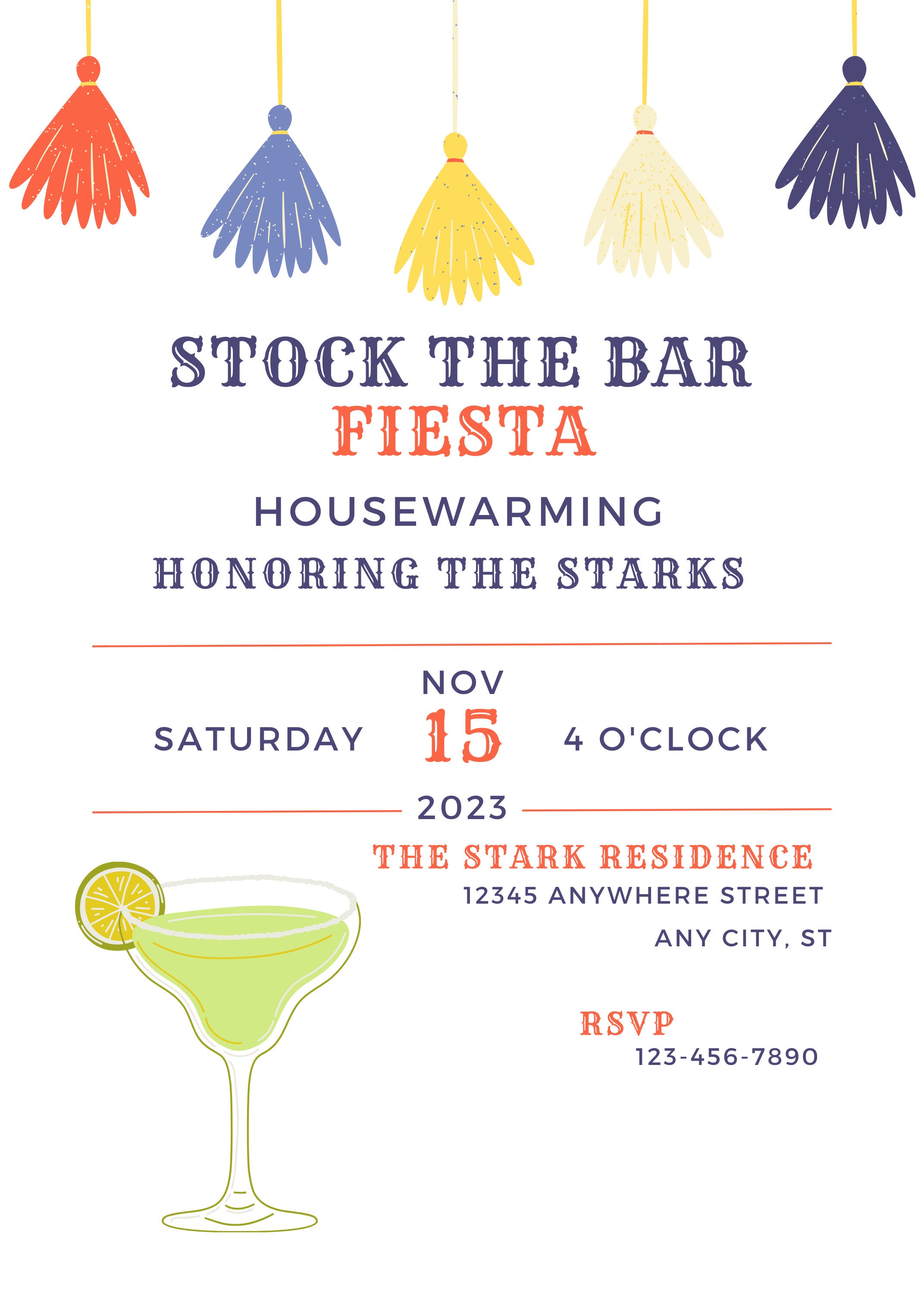 Editable Stock the Bar Invitation. Housewarming Party. Fiesta Tacos ...