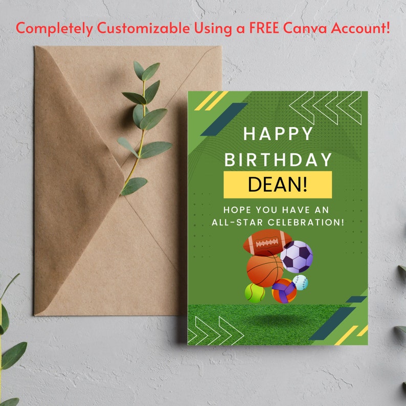 Editable Sports Birthday Card, Printable All-star Design (PNG, PDF) - Etsy