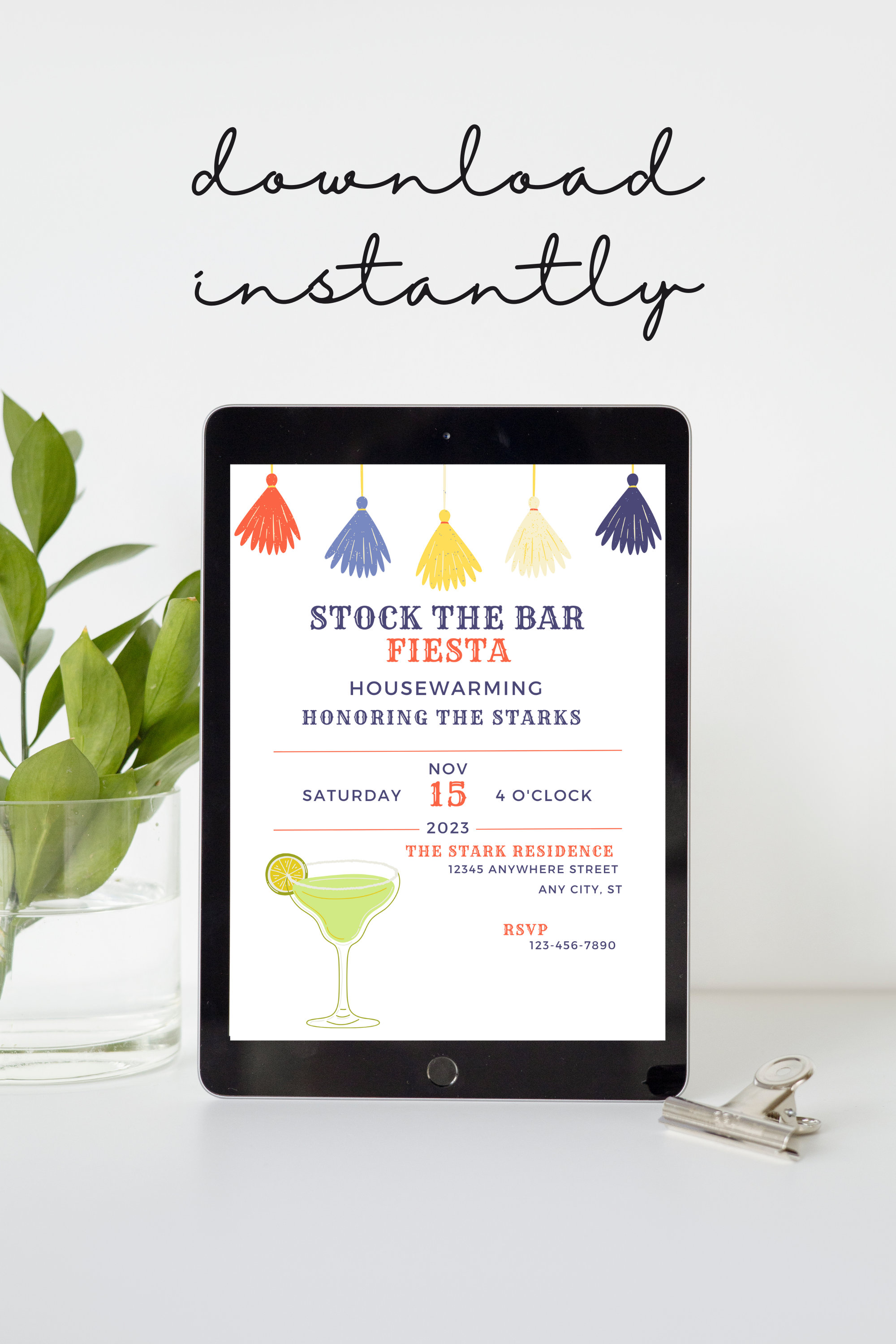 Editable Stock the Bar Invitation. Housewarming Party. Fiesta Tacos ...
