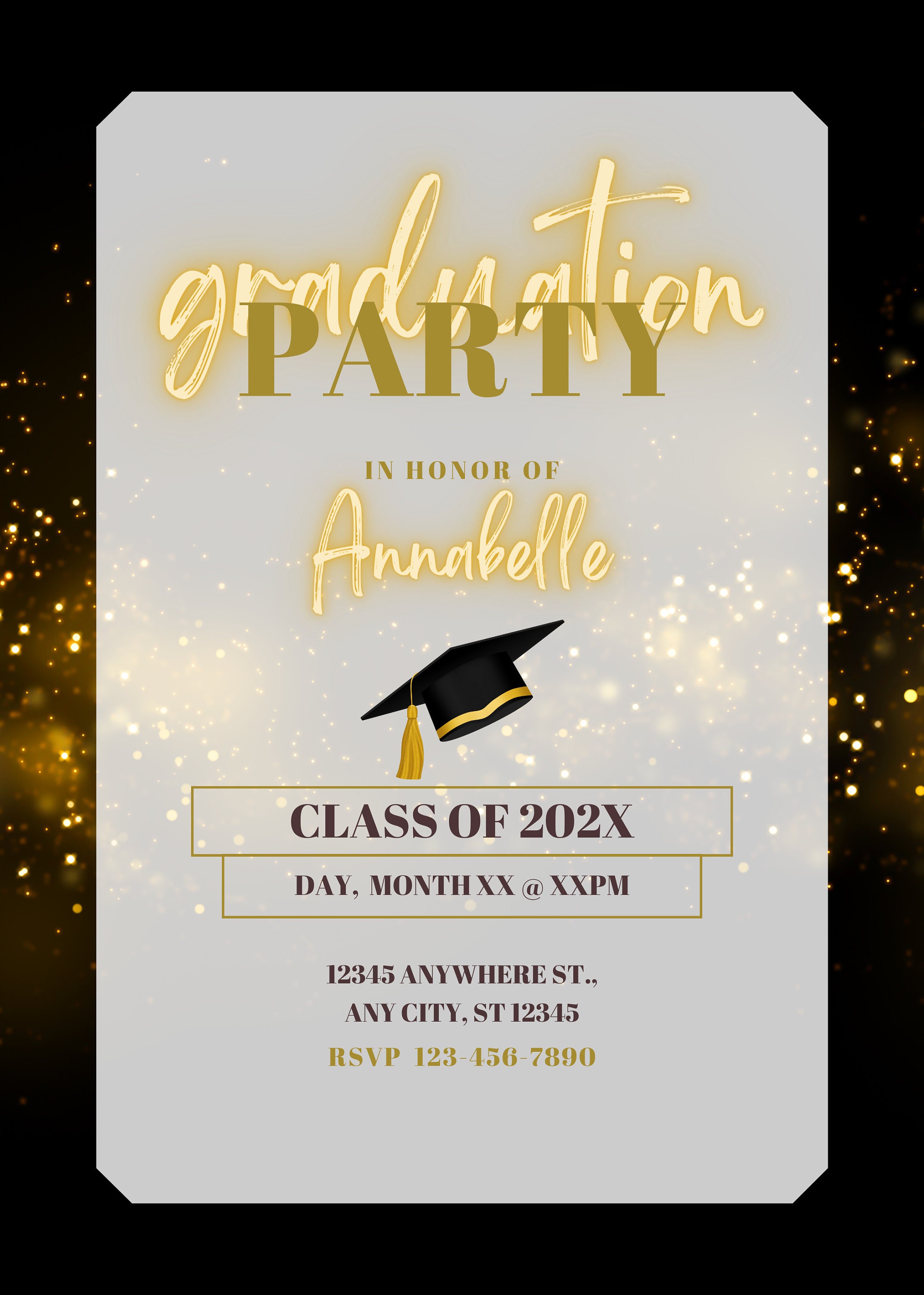 Editable Grad Party Invitation. Personalize High School Graduation ...