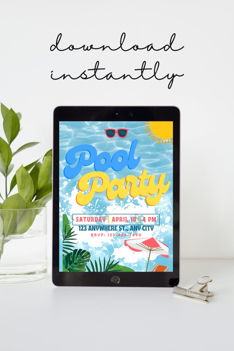 Pool Party Invitation Girl Boy Printable Pool Birthday Party Invitation ...