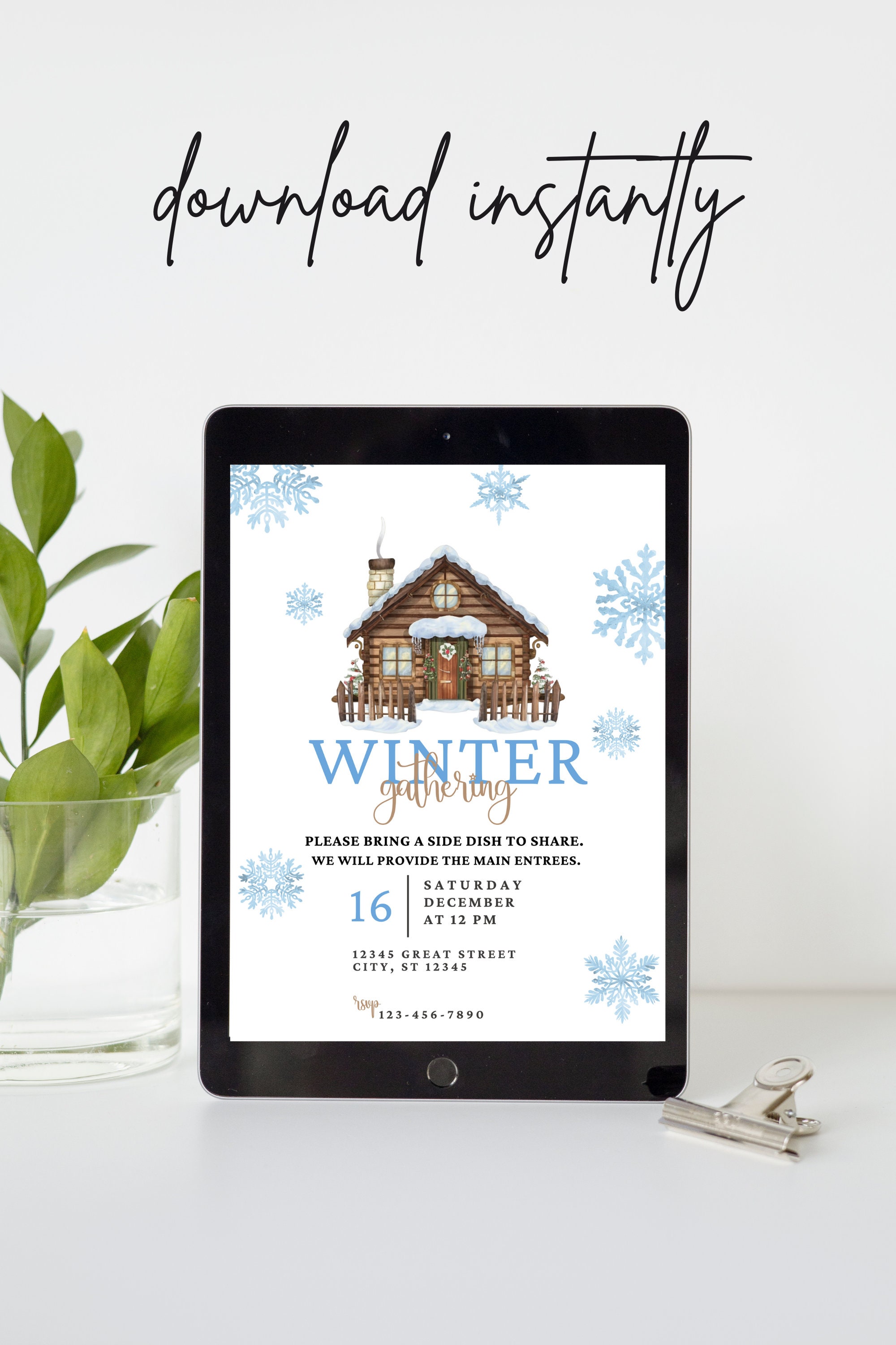 Editable Winter Dinner Lunch Gathering Invitation Christmas Party ...