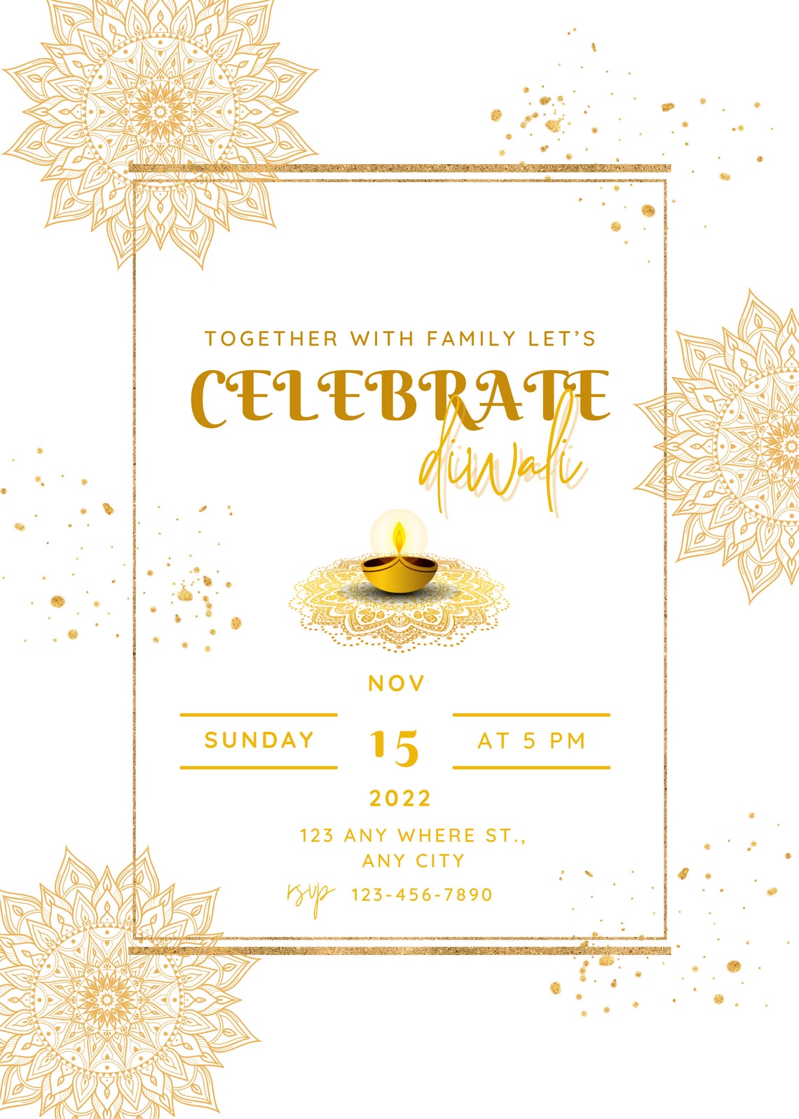 Happy Diwali Invitation, Hindu Indian Diwali Celebration, Diwali Dinner ...