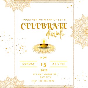 Happy Diwali Invitation, Hindu Indian Diwali Celebration, Diwali Dinner ...