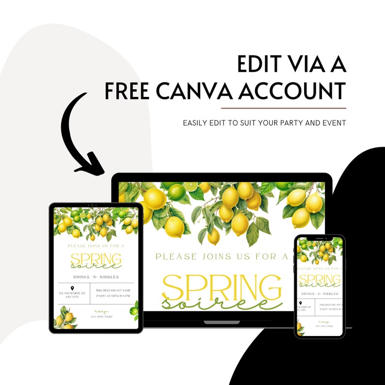 Editable Cocktail Party Invitation, Spring Soiree Invite Birthday ...