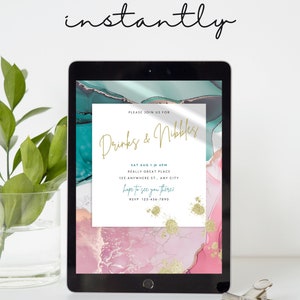 Editable Cocktail Party Invitation, Birthday Tropical Invite Summer ...