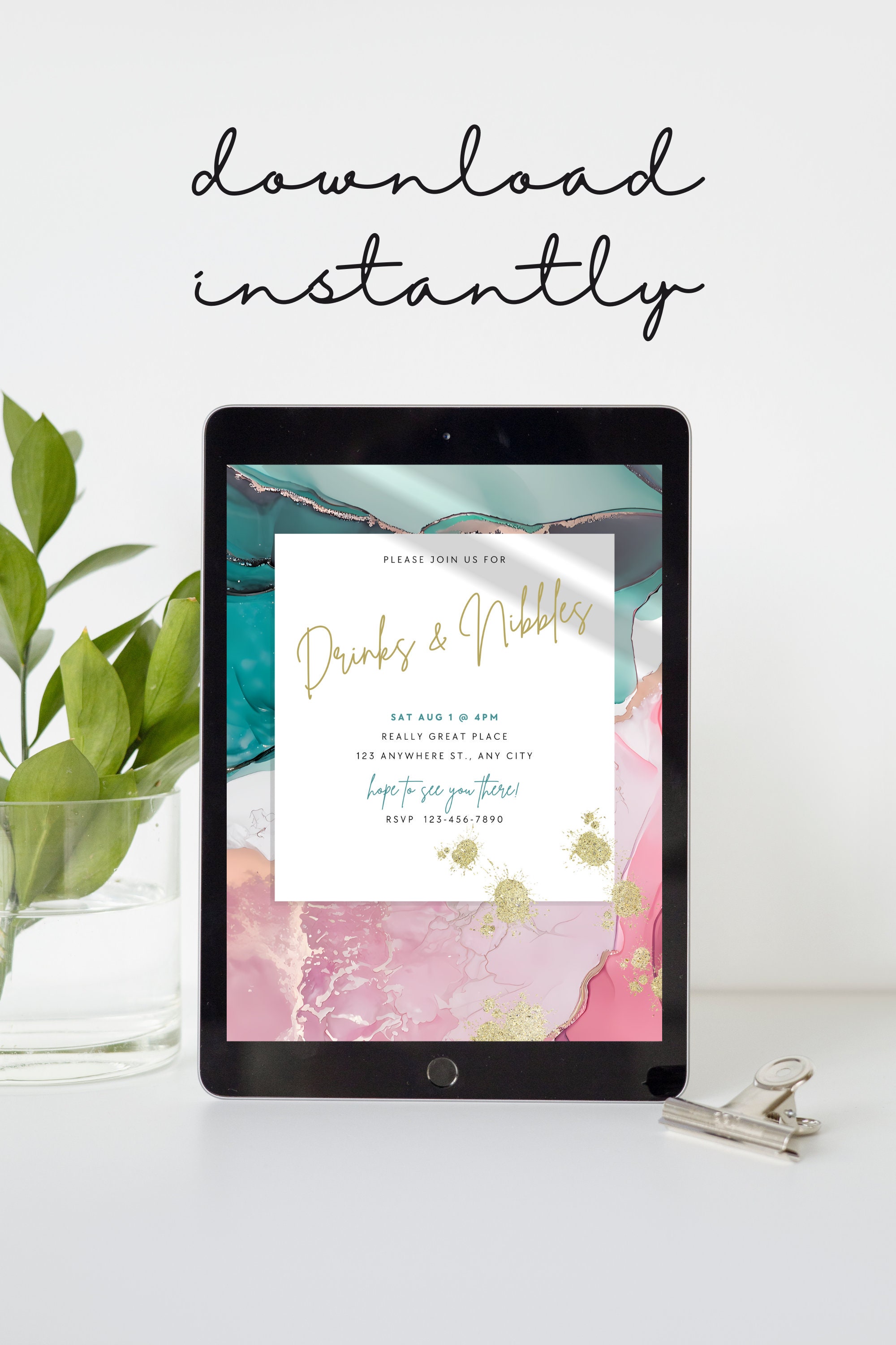 Editable Cocktail Party Invitation, Birthday Tropical Invite Summer ...