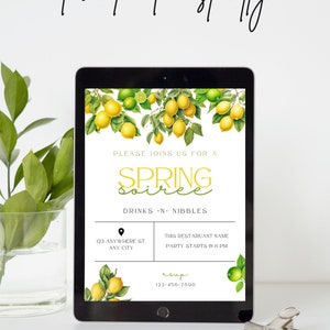 Editable Cocktail Party Invitation, Spring Soiree Invite Birthday ...