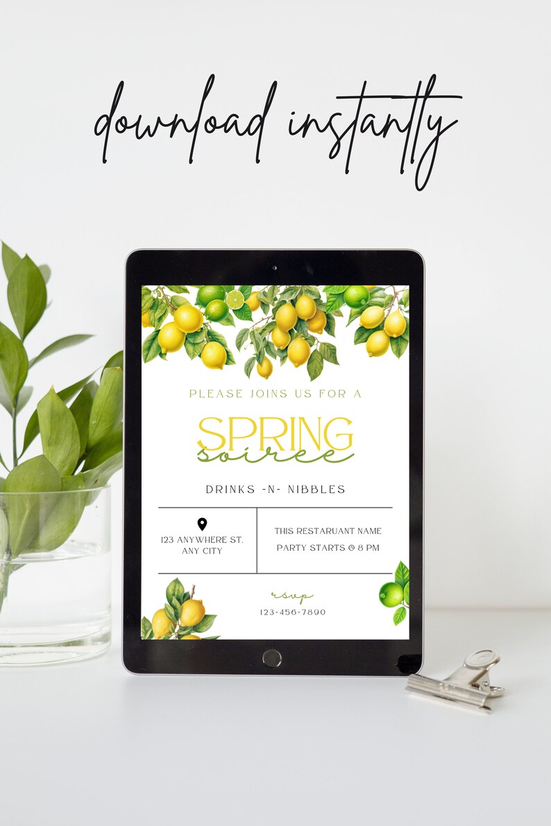 Editable Cocktail Party Invitation, Spring Soiree Invite Birthday ...