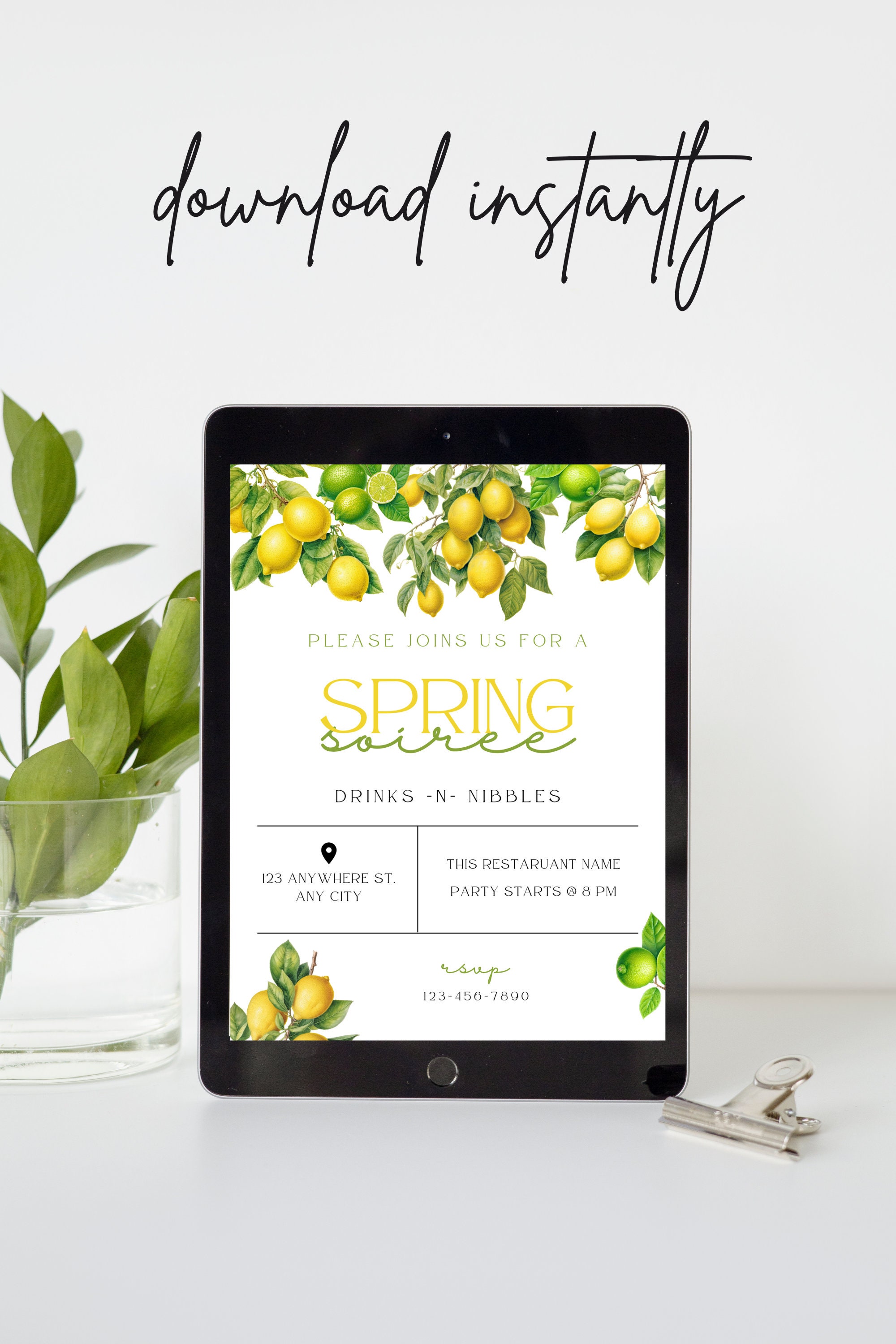 Editable Cocktail Party Invitation, Spring Soiree Invite Birthday ...