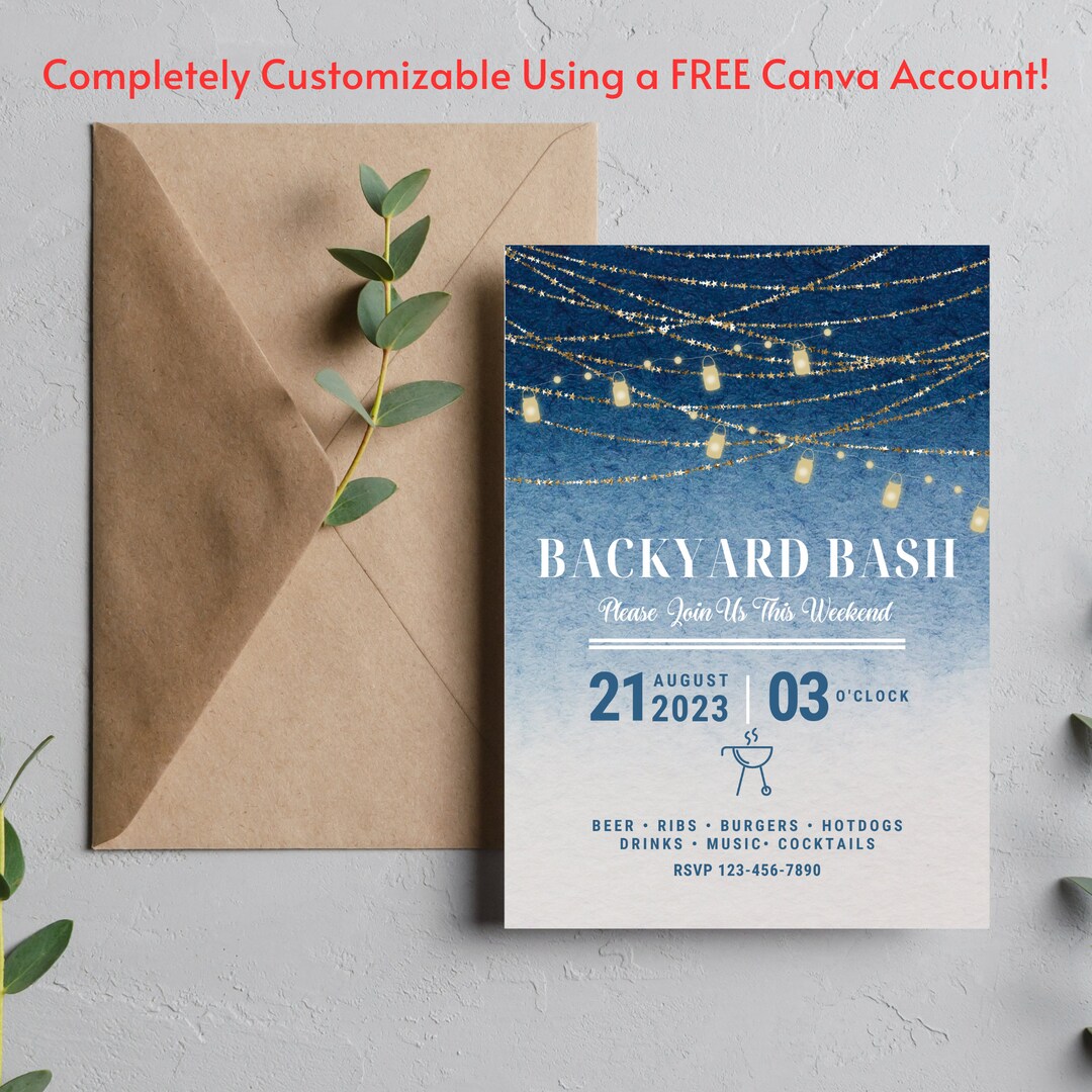 Editable Backyard Party Invitation. Housewarming Party. Backyard BBQ ...