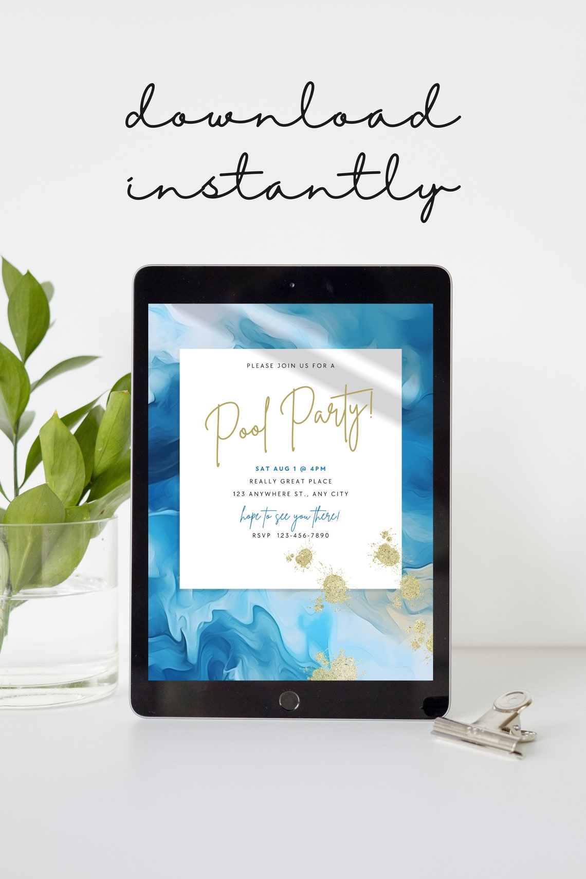 Pool Party Invitation Girl Boy Printable Pool Birthday Party Invitation ...
