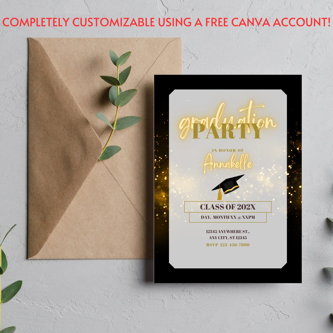 Editable Grad Party Invitation. Personalize High School Graduation ...