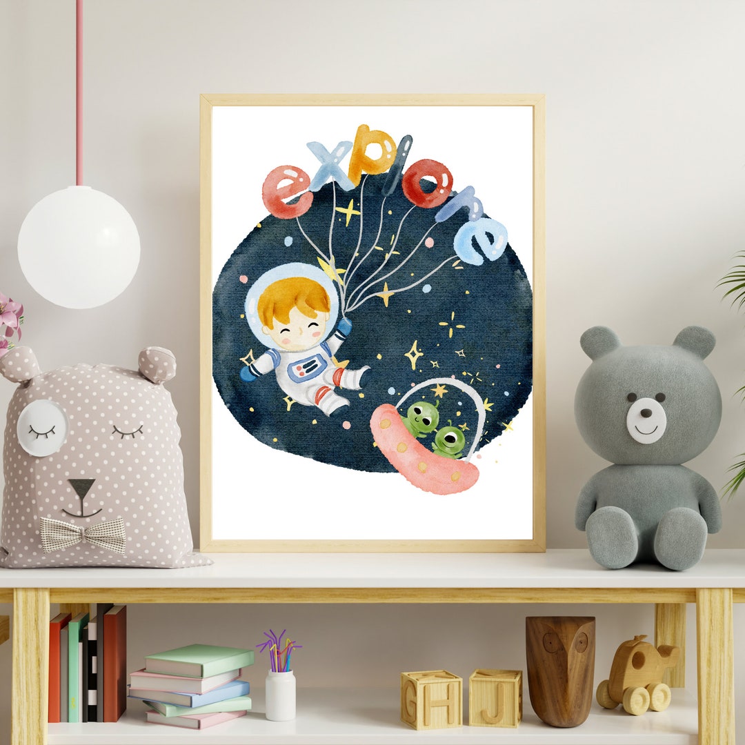 Explore Outer Space Print, Astronaut & Aliens Nursery Art (digital ...