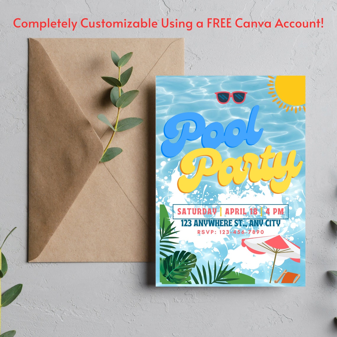 Pool Party Invitation Girl Boy Printable Pool Birthday Party Invitation ...