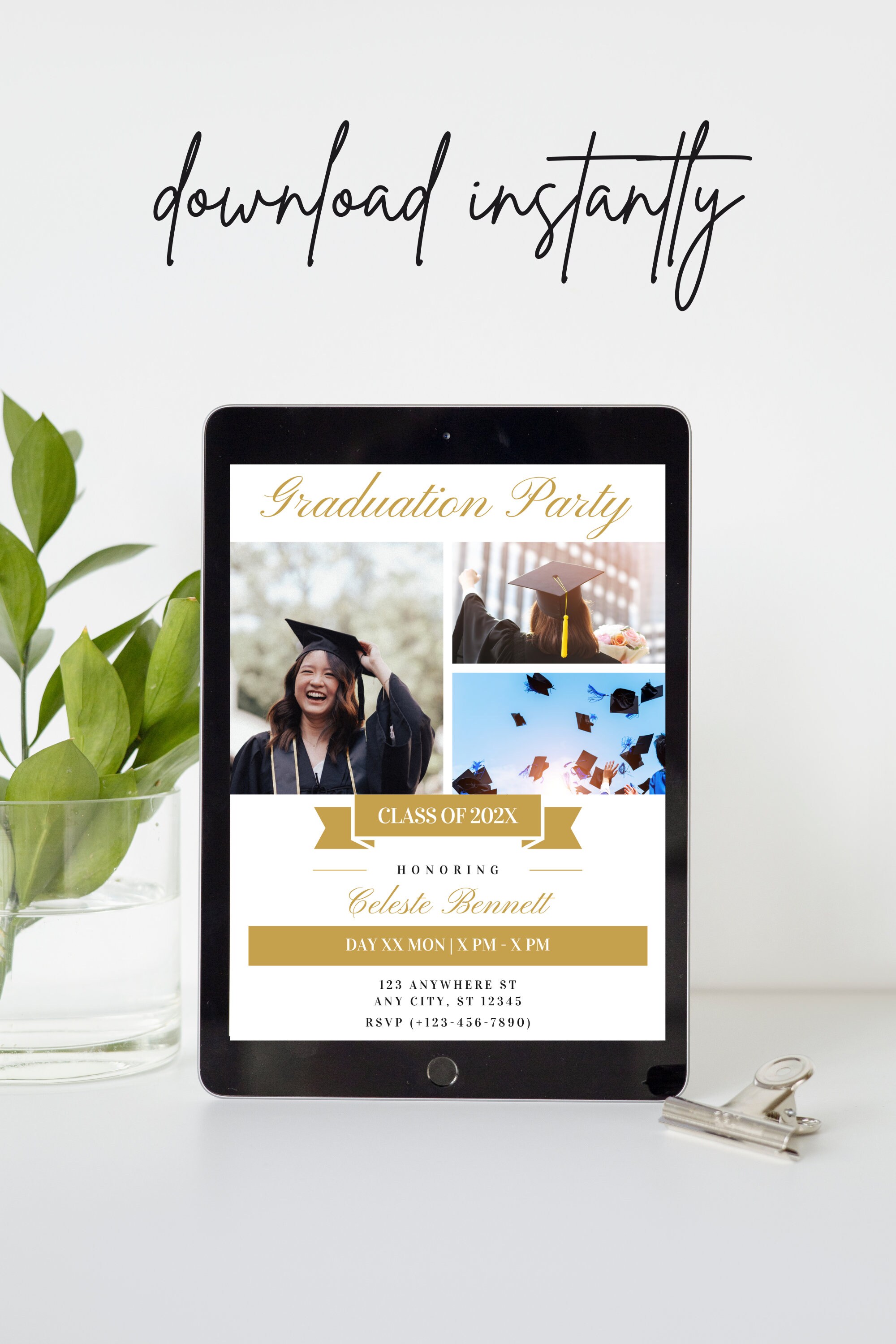 Editable Grad Party Invitation. Personalize Graduation. High School ...