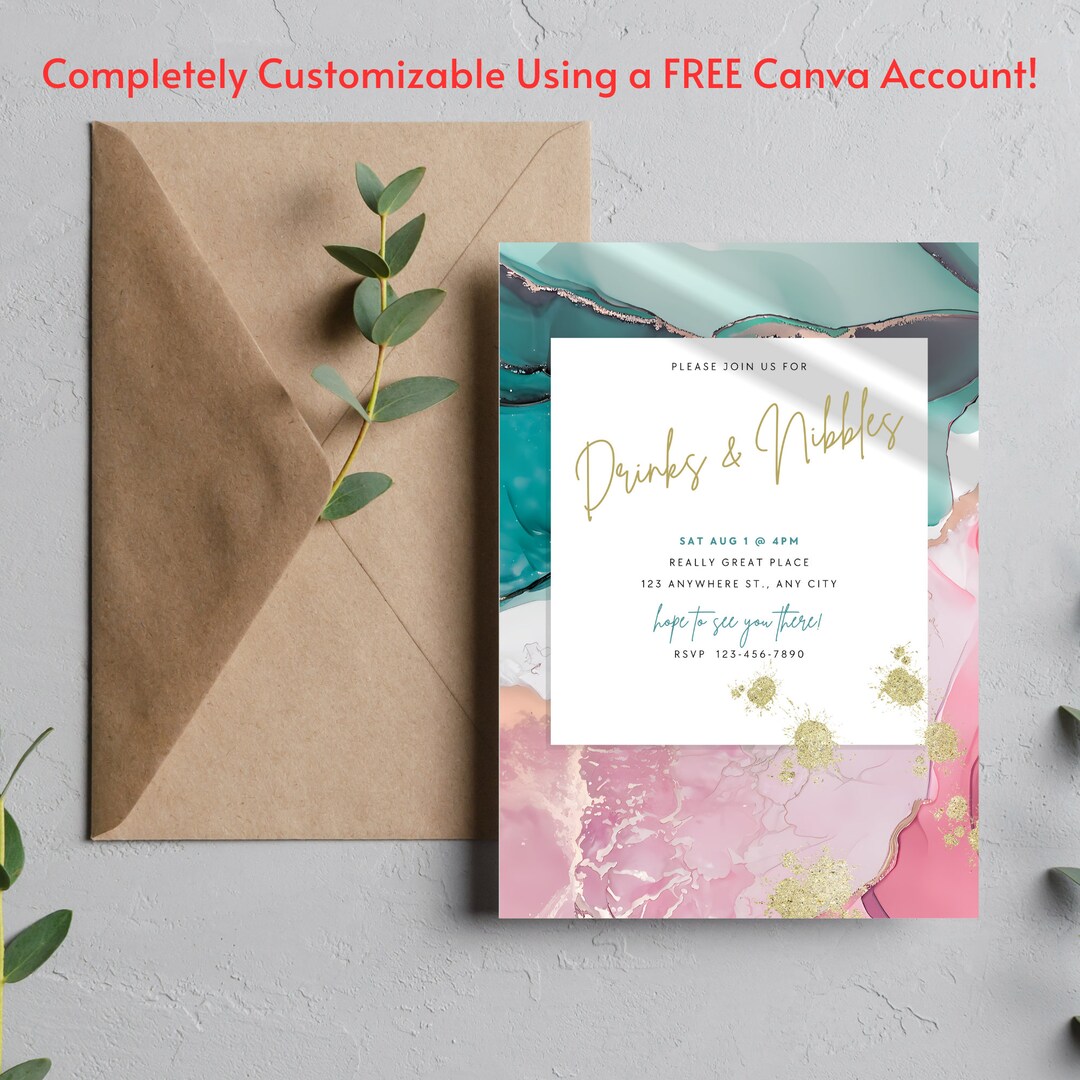 Editable Cocktail Party Invitation, Birthday Tropical Invite Summer ...