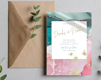 Editable Cocktail Birthday Party Invitation Cocktail Tropical Invite ...