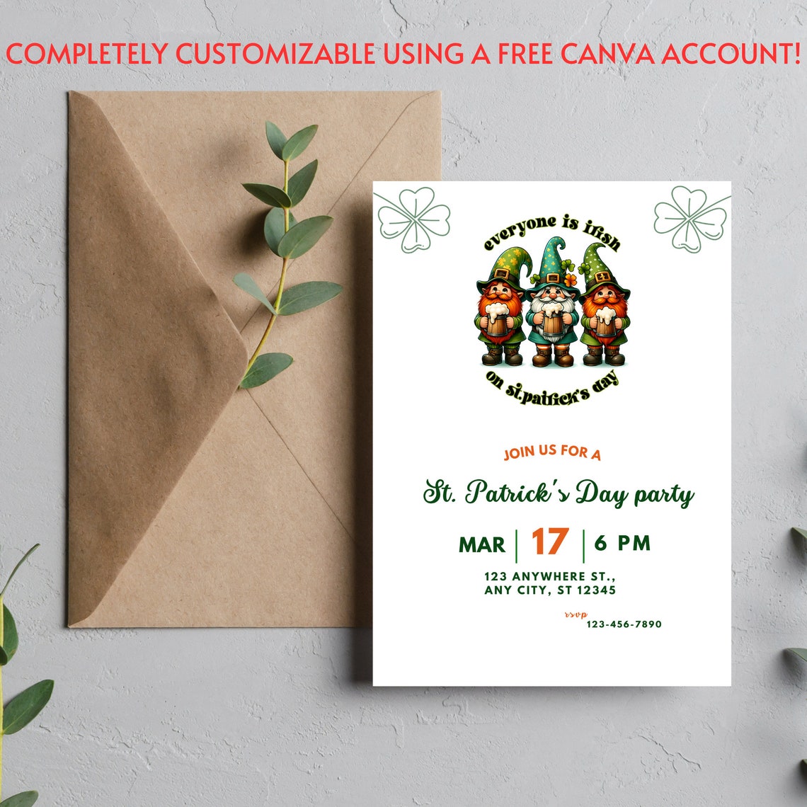 Editable St. Patrick's Day Invitation Template, Beer Pub Design ...