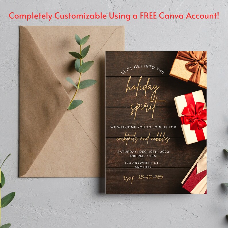 Cocktails Holiday Party Invitation, Gold Foil Design (digital) - Etsy