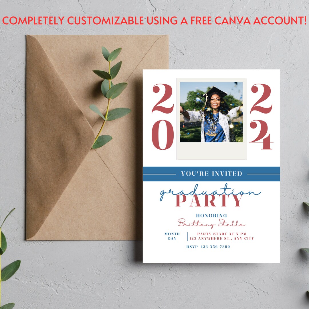 Editable Grad Party Invitation. Personalize High School Graduation ...