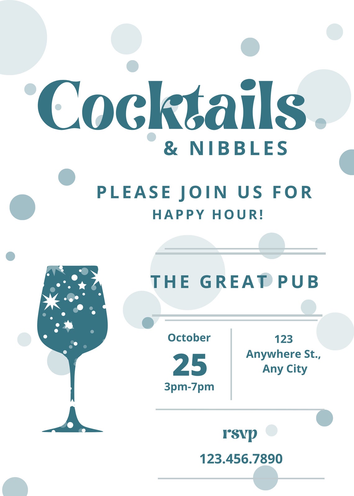 Editable Cocktail Party Invitation, Birthday Invite, Happy Hour Party ...