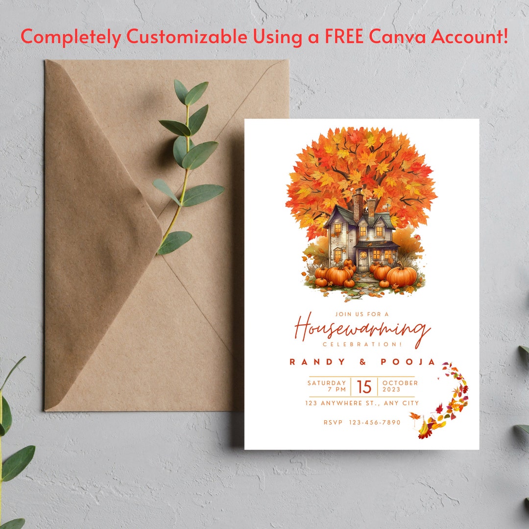 Fall Housewarming Invitation, Autumn Leaves Party (printable) - Etsy