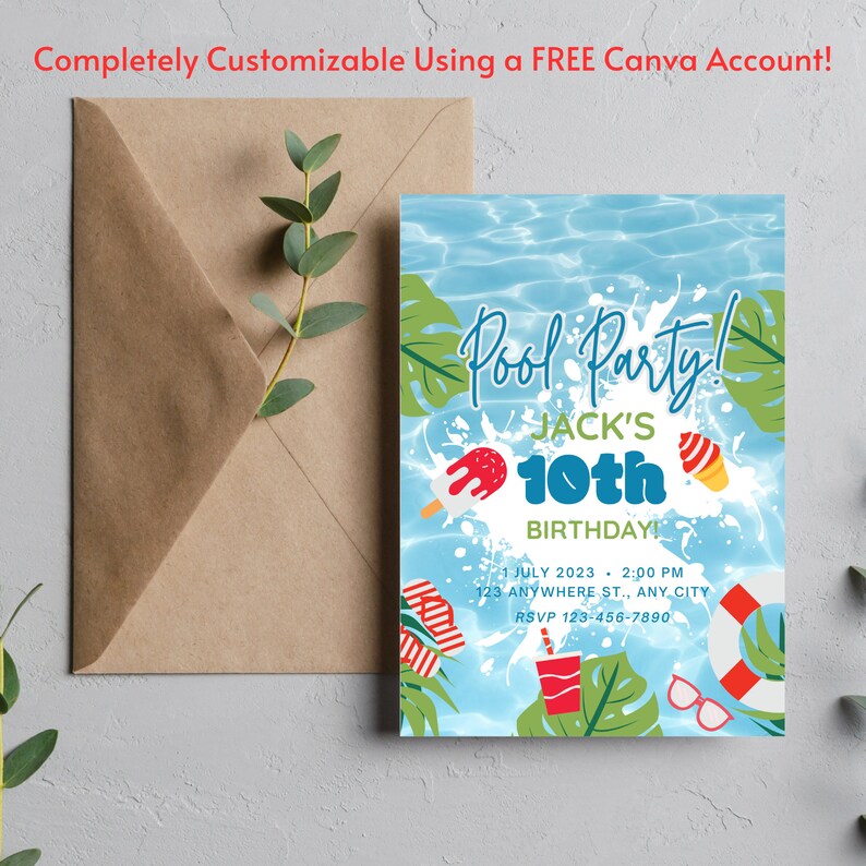 Editable Pool Birthday Invitation Pool Invitation Pool - Etsy