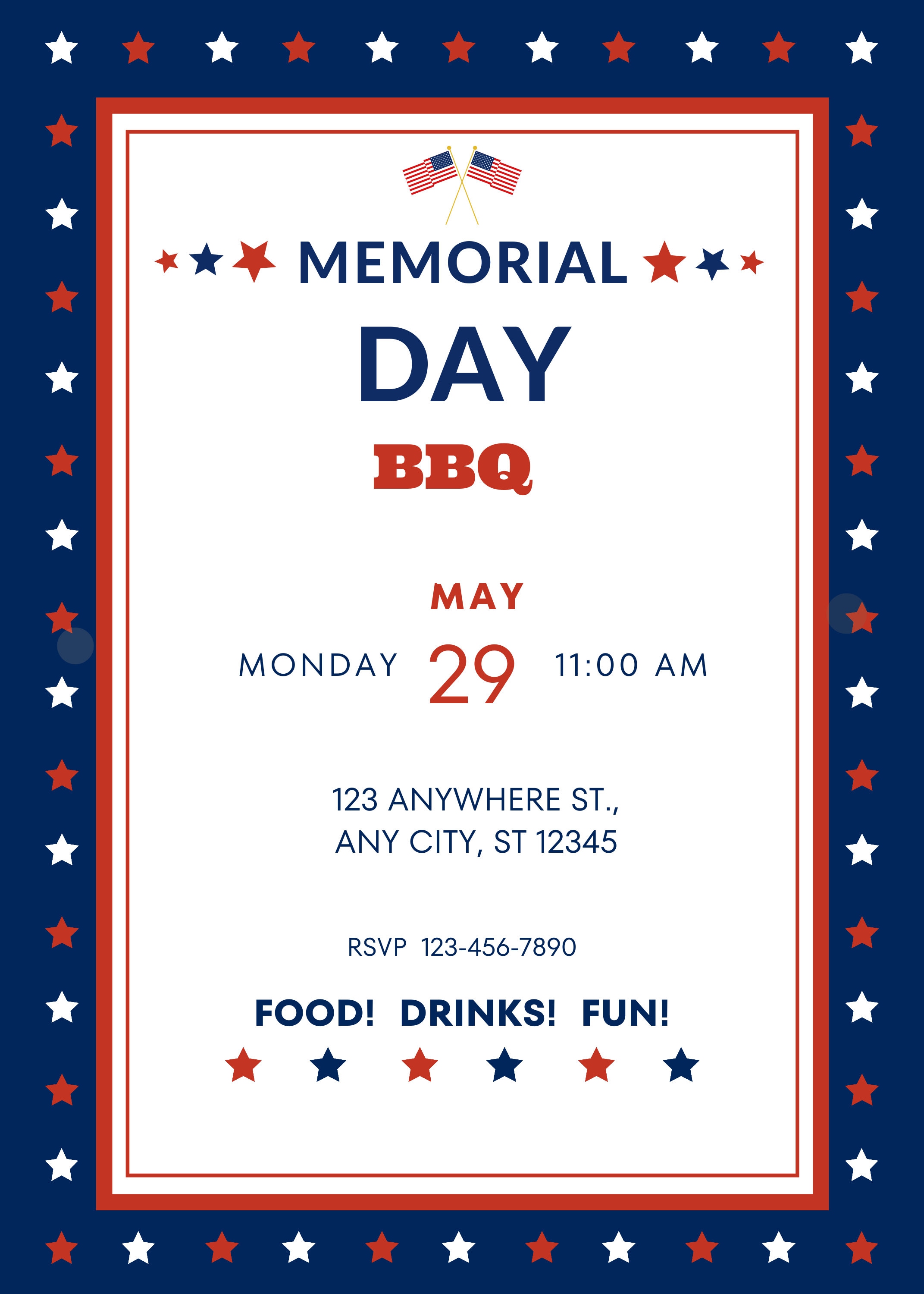 Memorial Day Party Invitation, Memorial Day Picnic Invite, Summer Kick ...