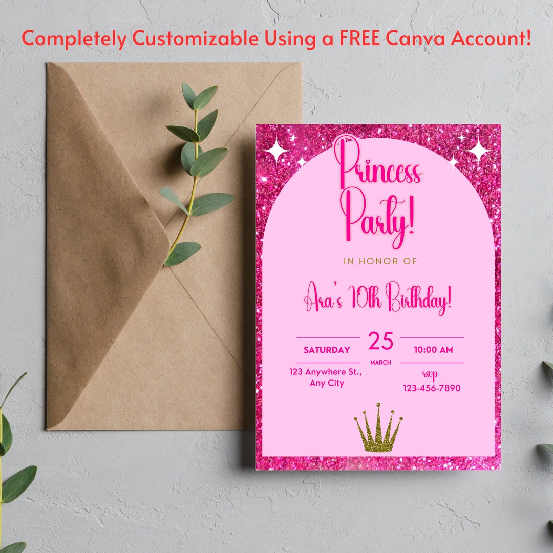 Instant Download Template Digital, Editable Princess Birthday ...