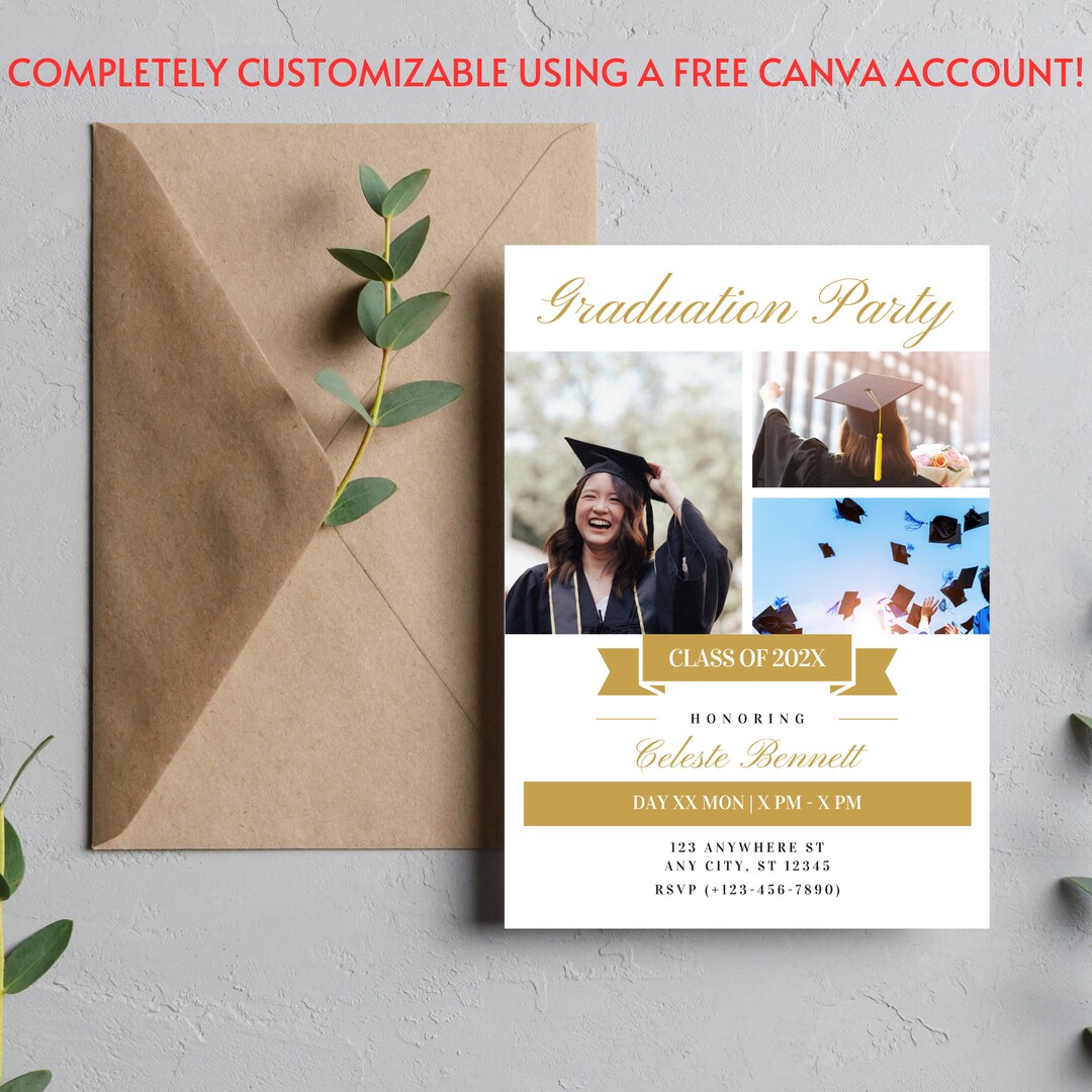 Editable Grad Party Invitation. Personalize High School Graduation ...