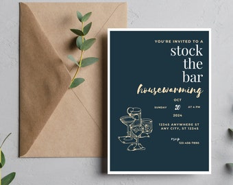 STOCK THE BAR Invite Couples Shower Housewarming Party - Etsy
