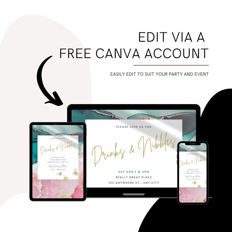 Editable Cocktail Party Invitation, Birthday Tropical Invite Summer ...