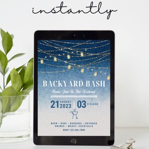 Editable Backyard Party Invitation. Housewarming Party. Backyard BBQ ...