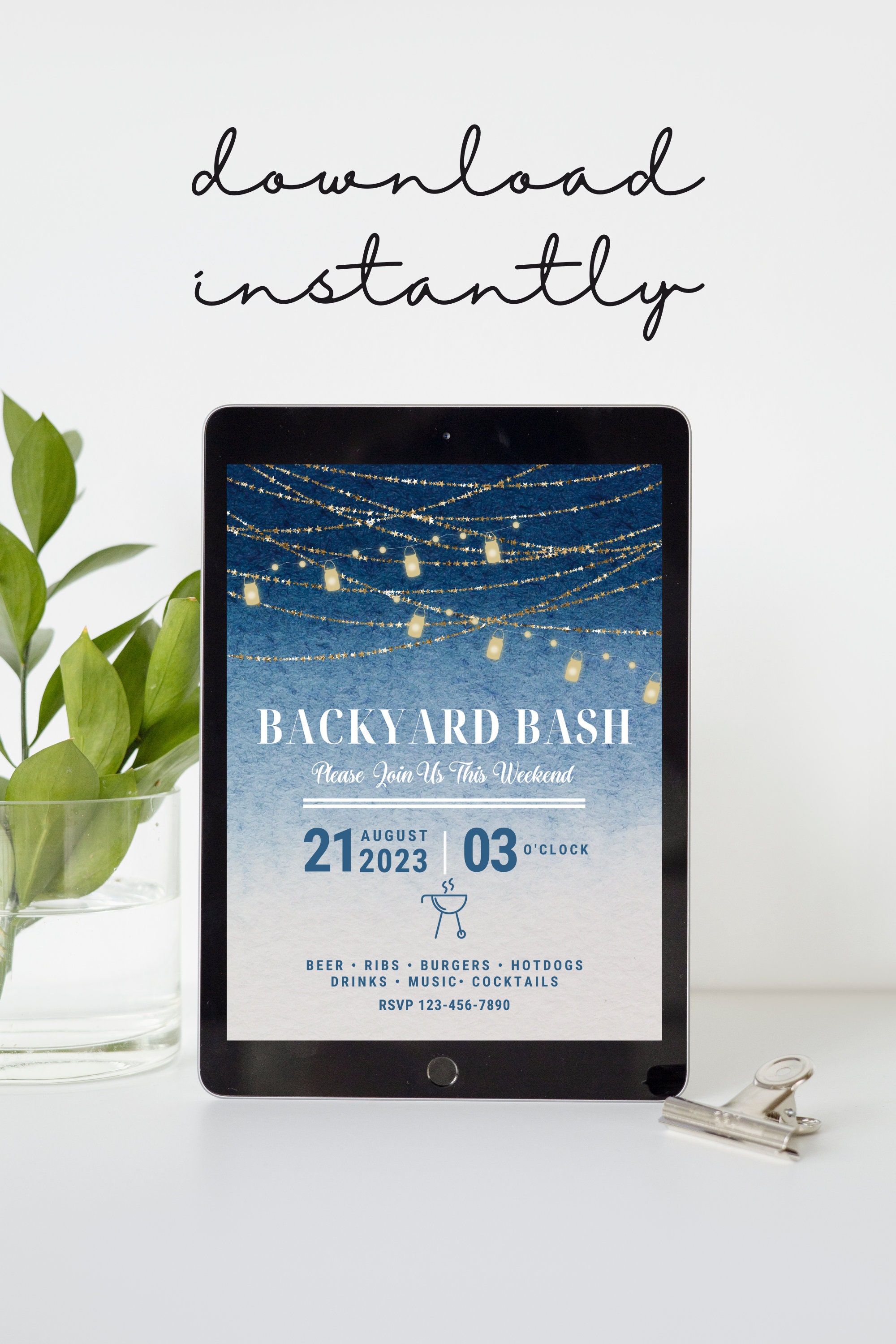 Editable Backyard Bash Invitation, BBQ Party (canva Template) - Etsy