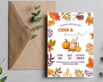 Flannel and Donut Birthday Invitation 5x7, Printable Invitation, Boho ...