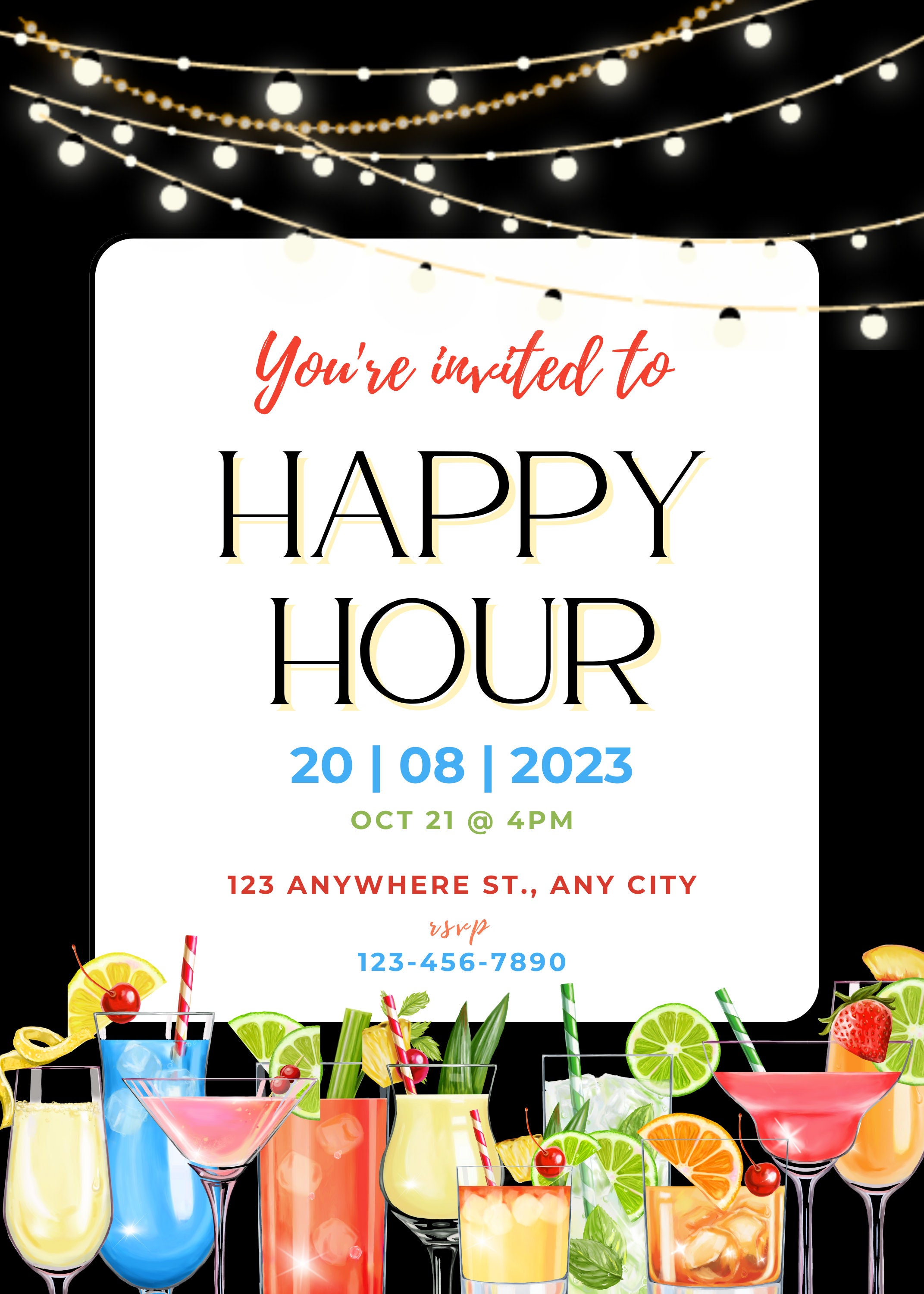 Editable Adult Birthday Invitation Mixology Ladies Night Out Happy Hour ...