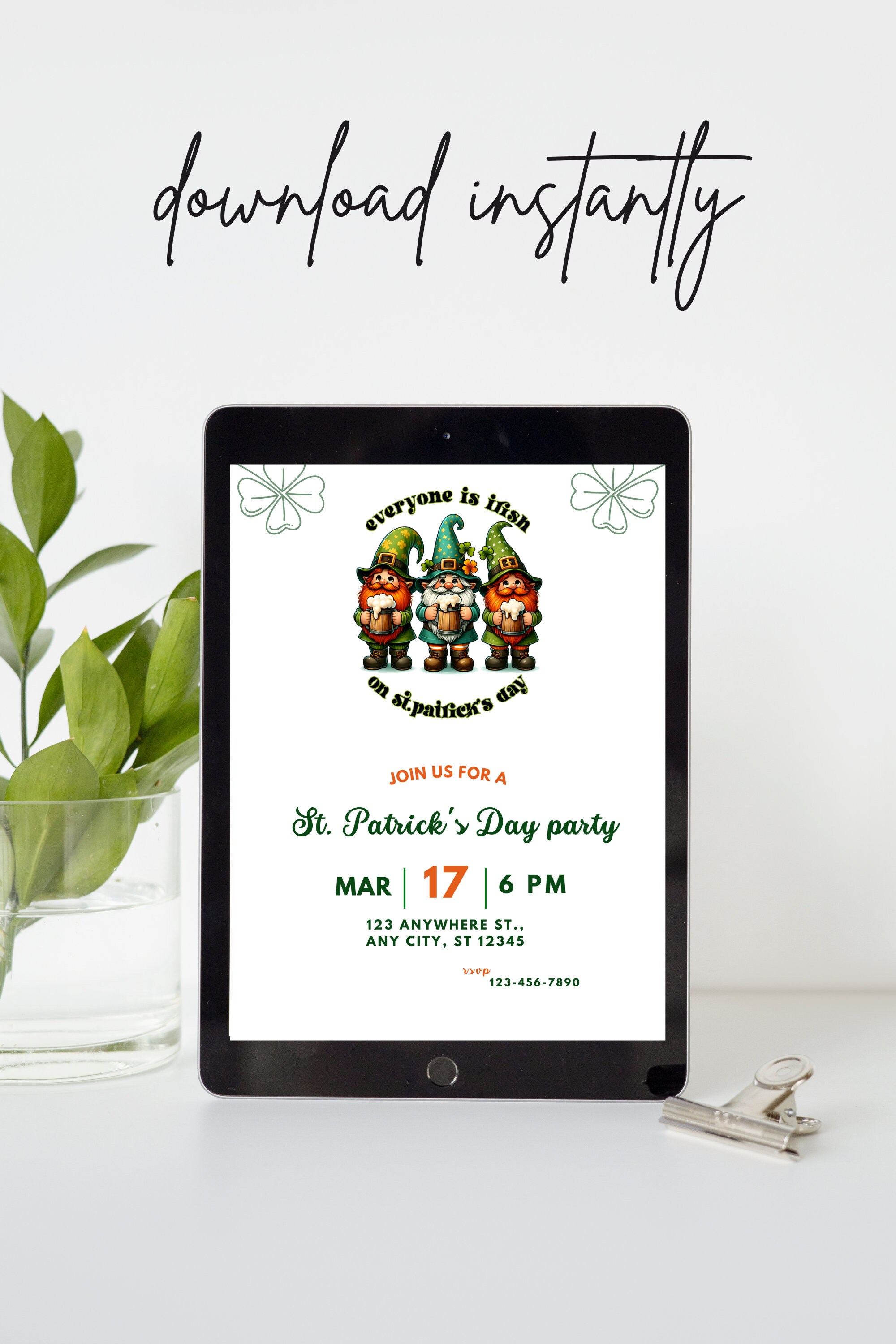 Editable St. Patrick's Day Invitation Template, Beer Pub Design ...