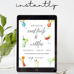 Editable Cocktail Party Invitation, Birthday Tropical Invite Summer ...