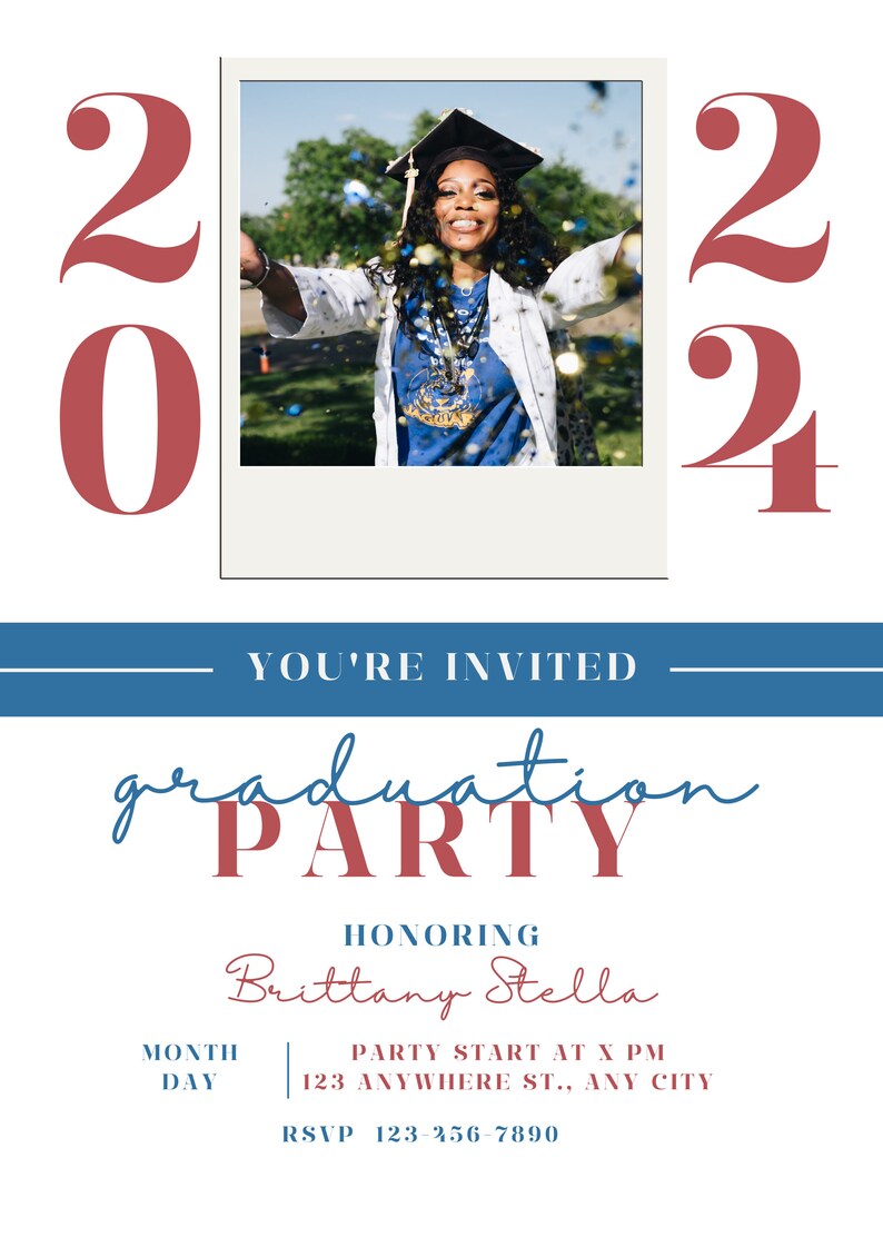 Editable Grad Party Invitation. Personalize High School Graduation ...