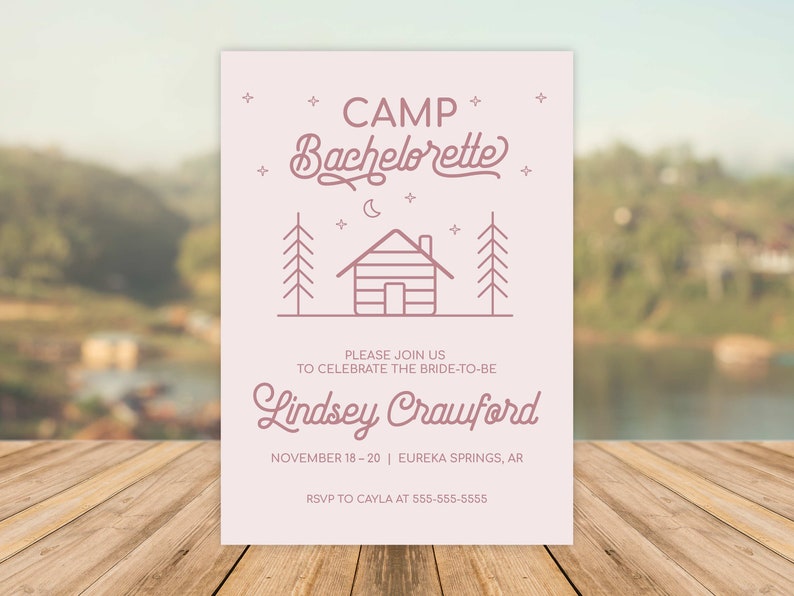 Camp Bachelorette Invitation & Itinerary Customizable Canva - Etsy
