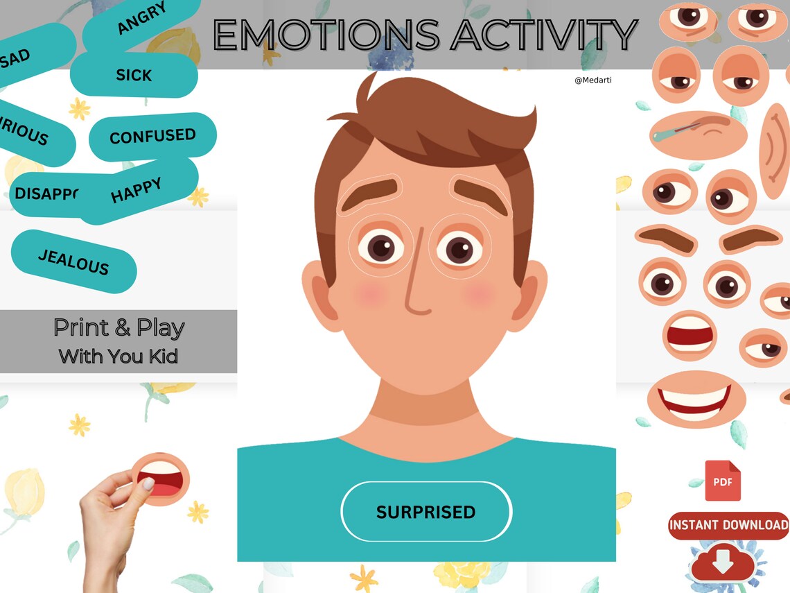 Emotions Activity for Kids, Toddlers, Boys, Girls, Preschool Activities ...