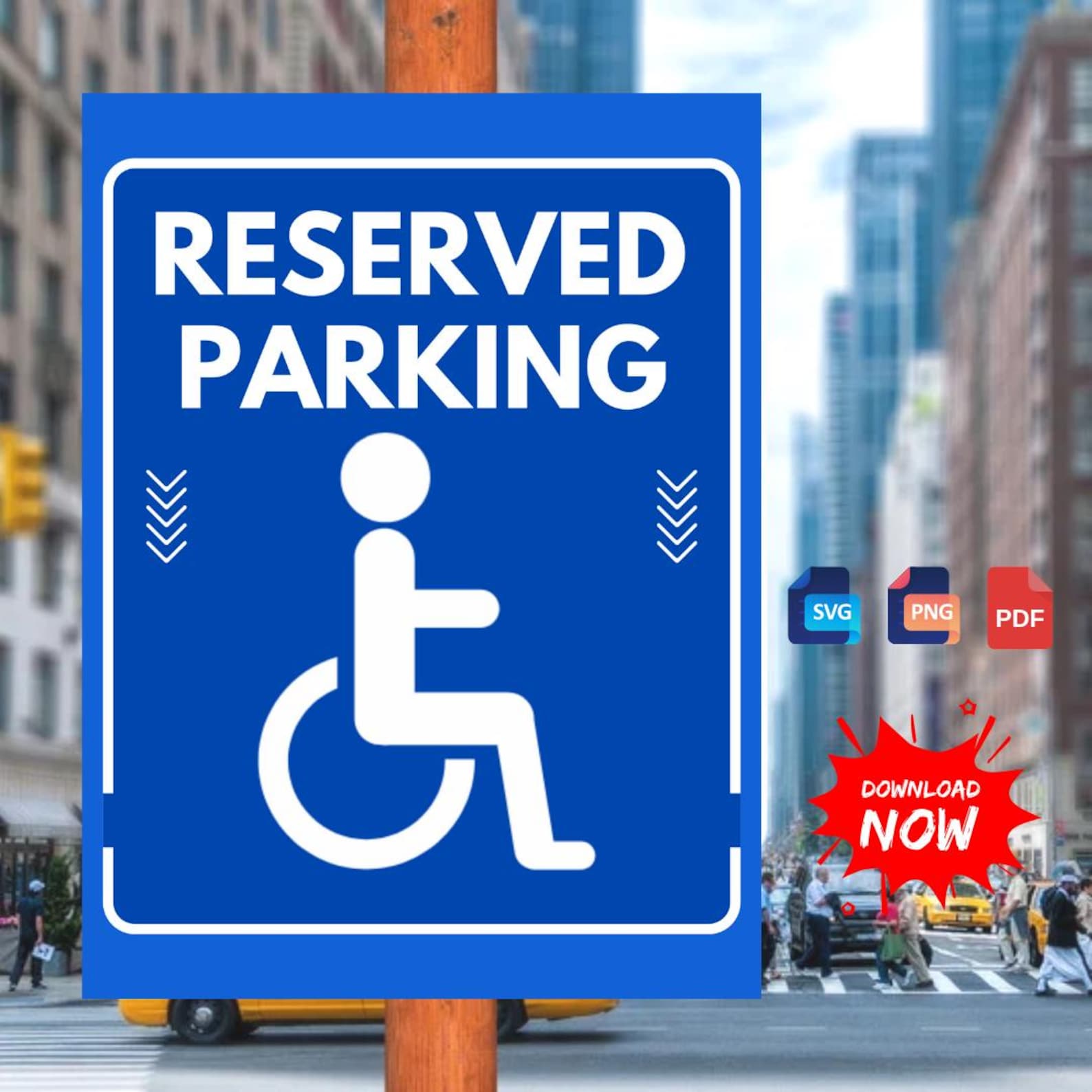 Reserved Handicapped Parking Sign | Wheelchair Symbol (SVG, PNG, PDF ...