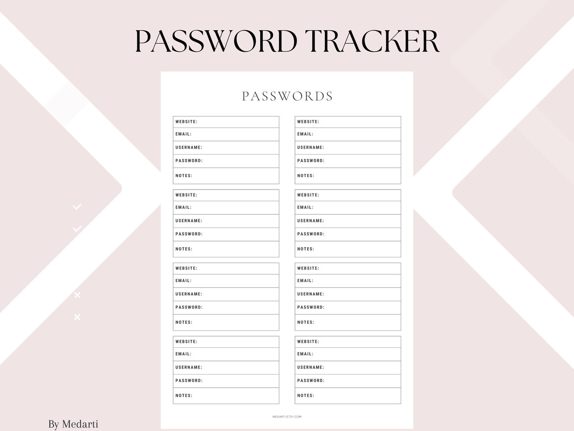 Password Tracker Printable, Passwords Tracker, Password Log, Password ...