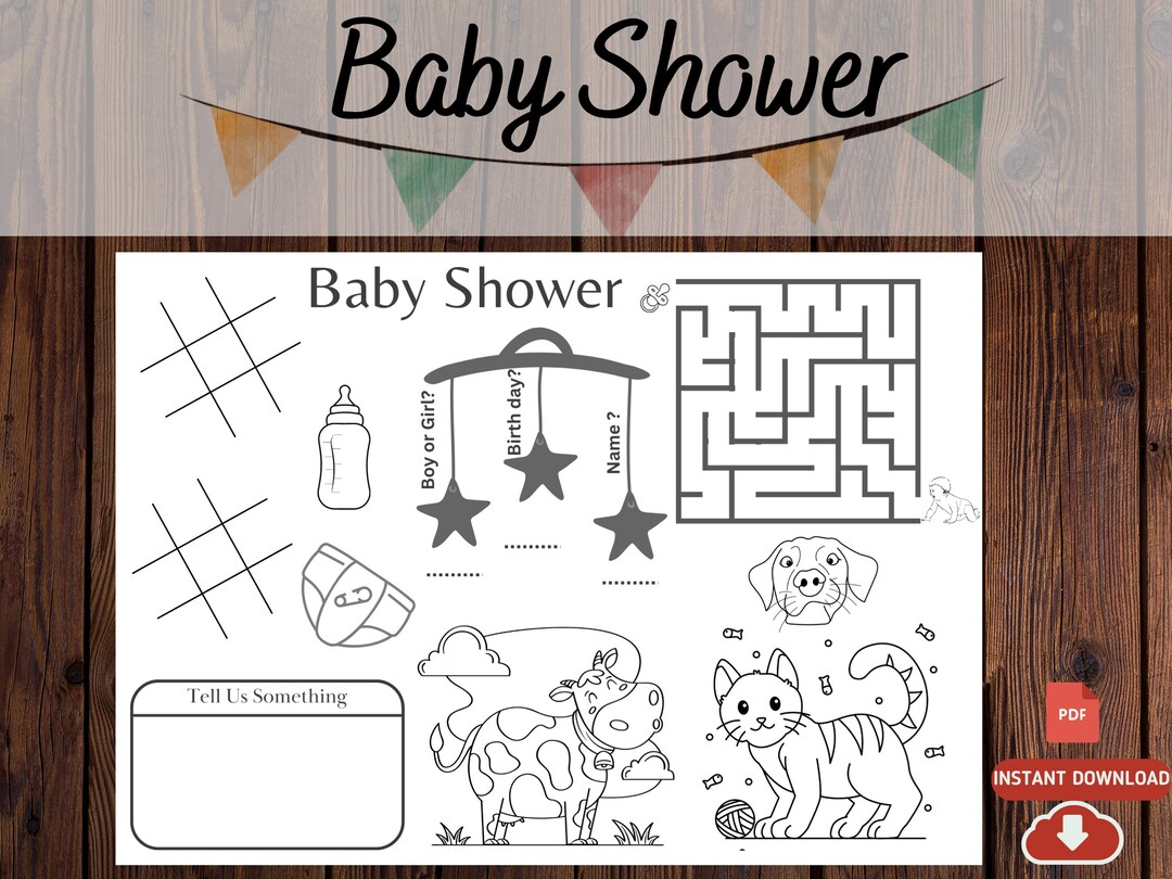 Baby Shower Activity, Baby Shower Coloring, Baby Shower Games for Kids ...
