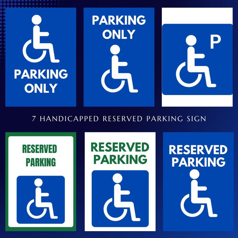 Reserved Handicapped Parking Sign | Wheelchair Symbol (SVG, PNG, PDF ...