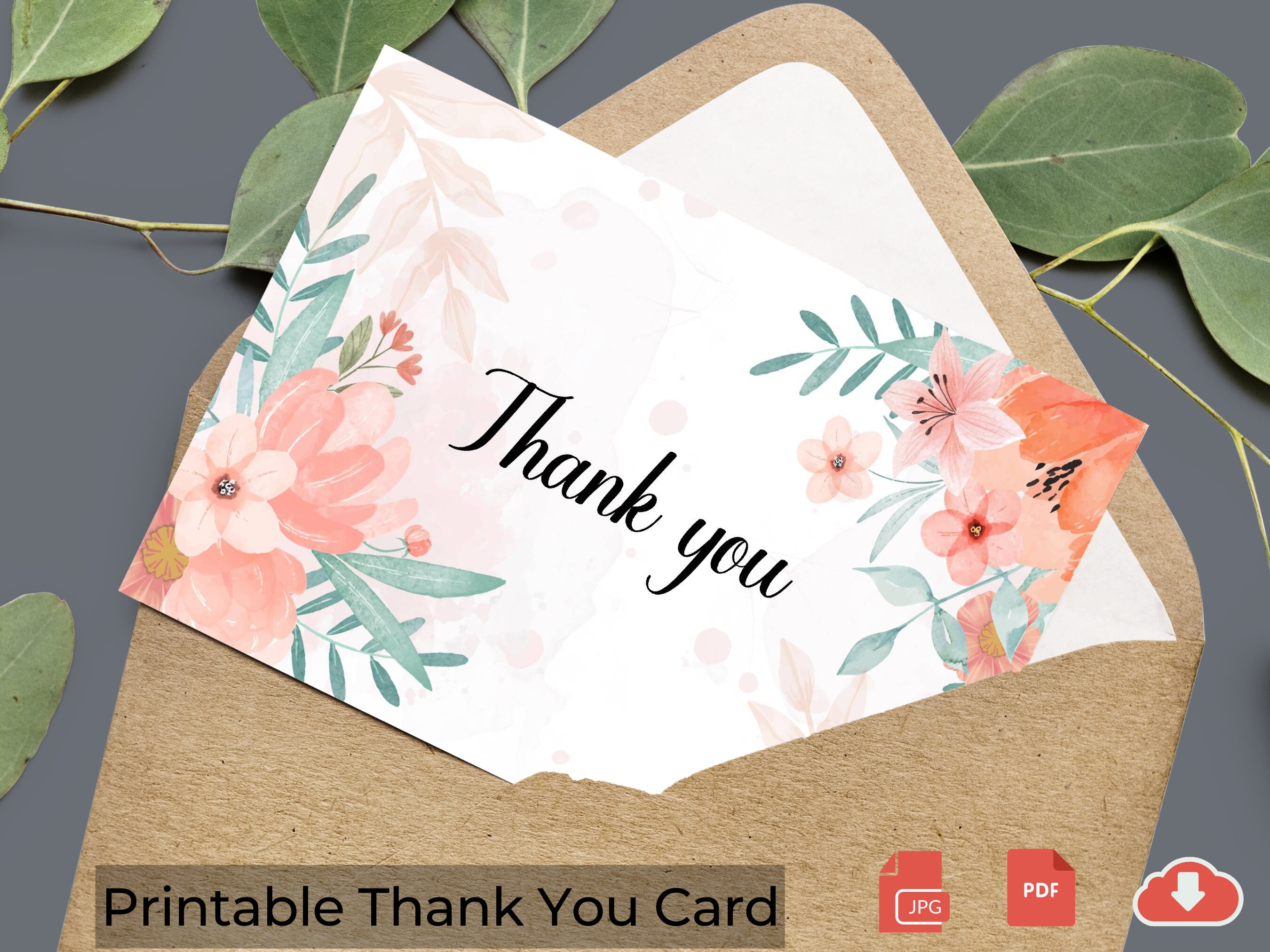 Printable Thank You Card, Thank You Card, Gifs for Women, 5x7 Card ...