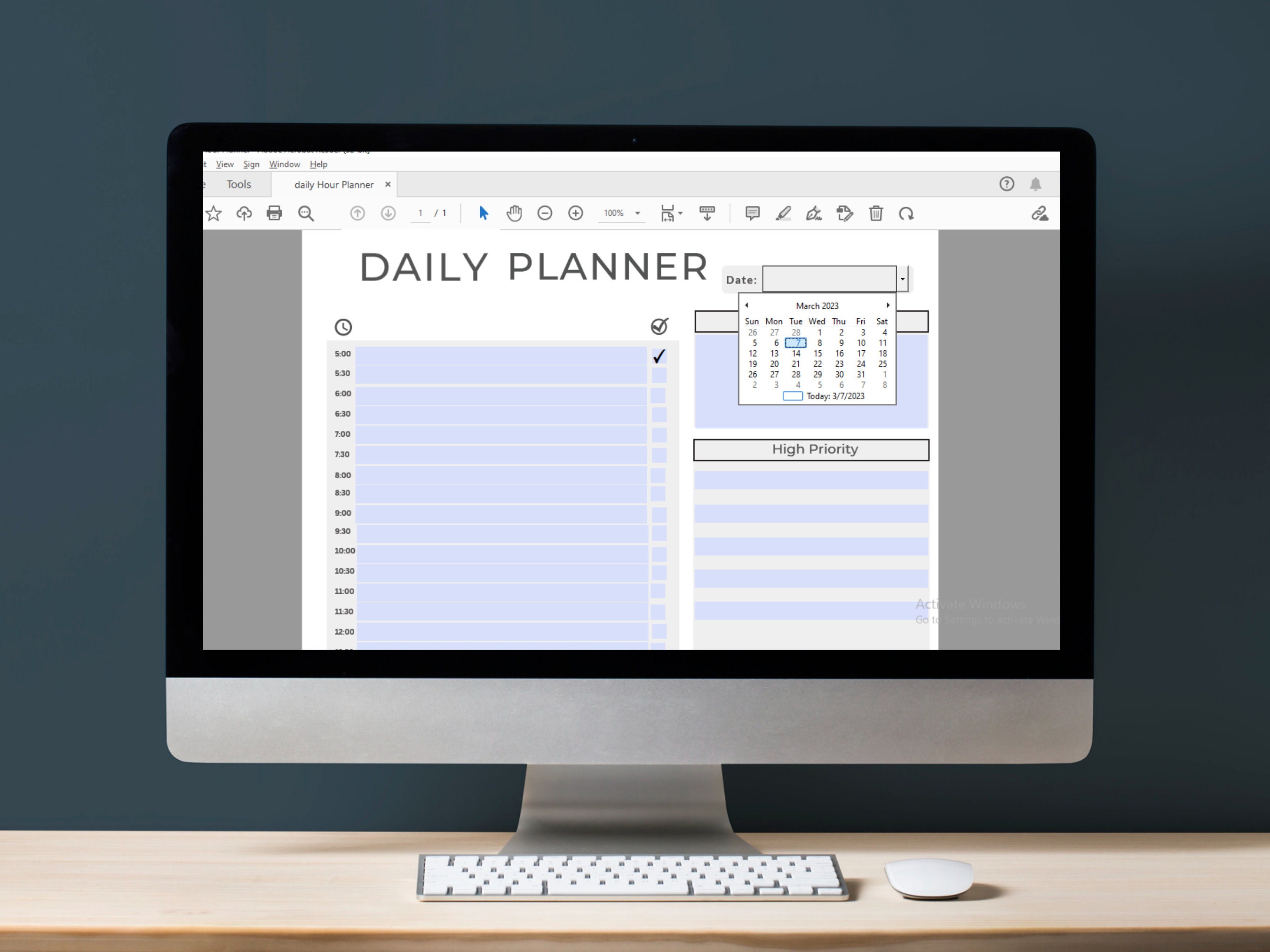 Daily Planner Printable, Daily Planner Digital, 24 Hour Template ...