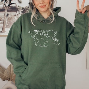 Travel Sweatshirt, World Map Hoodie, Travel Shirt, Gift for Travel ...